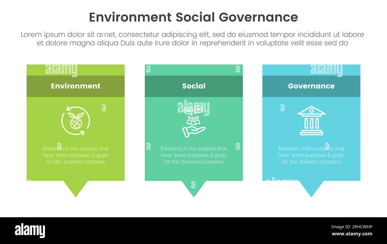 esg environmental social and governance infographic 3 point stage ...