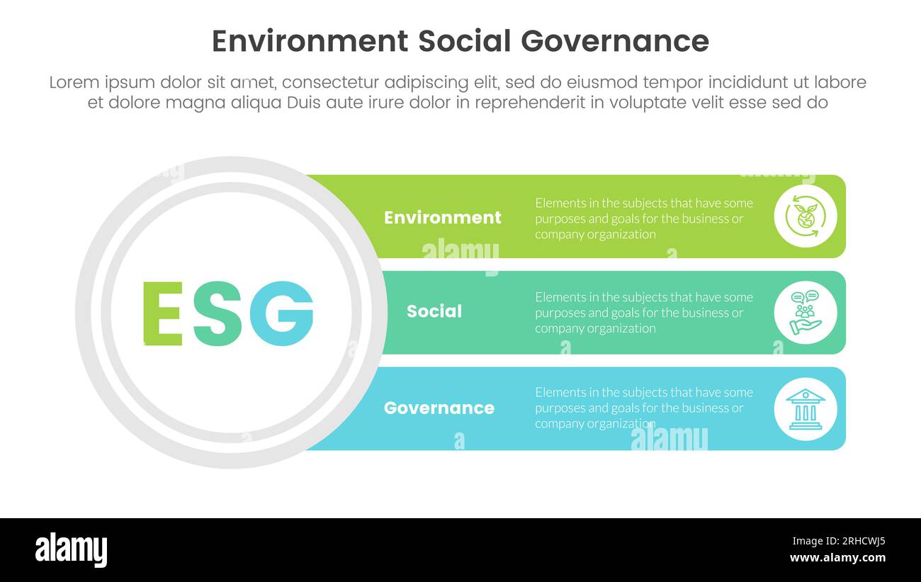 esg environmental social and governance infographic 3 point stage ...