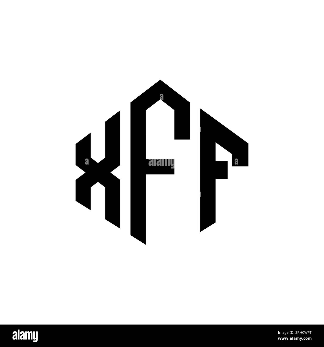 XFF letter logo design with polygon shape. XFF polygon and cube shape logo design. XFF hexagon ...