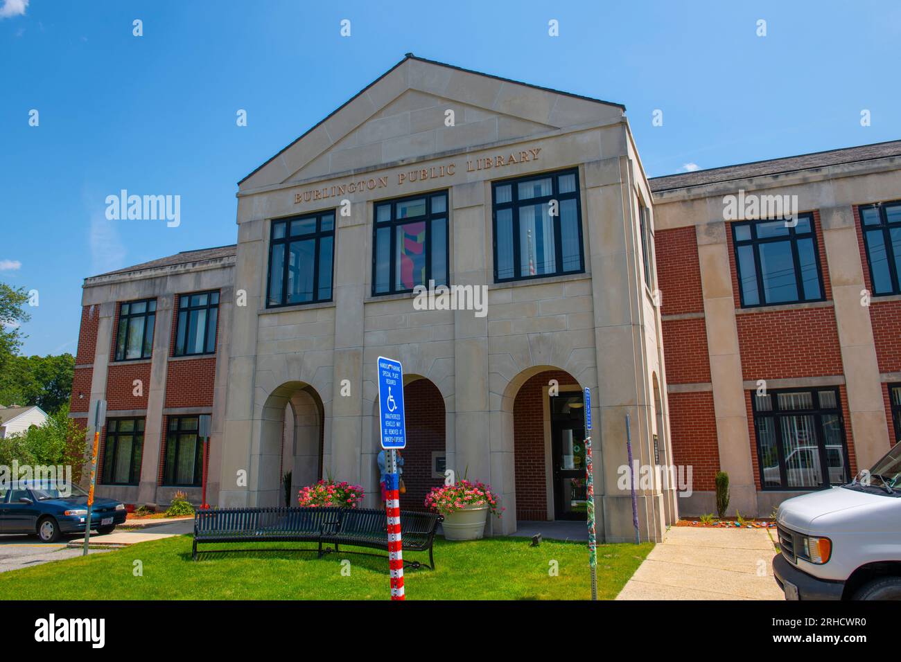 Burlington Public Library at Town Common at 22 Sears Street in historic ...