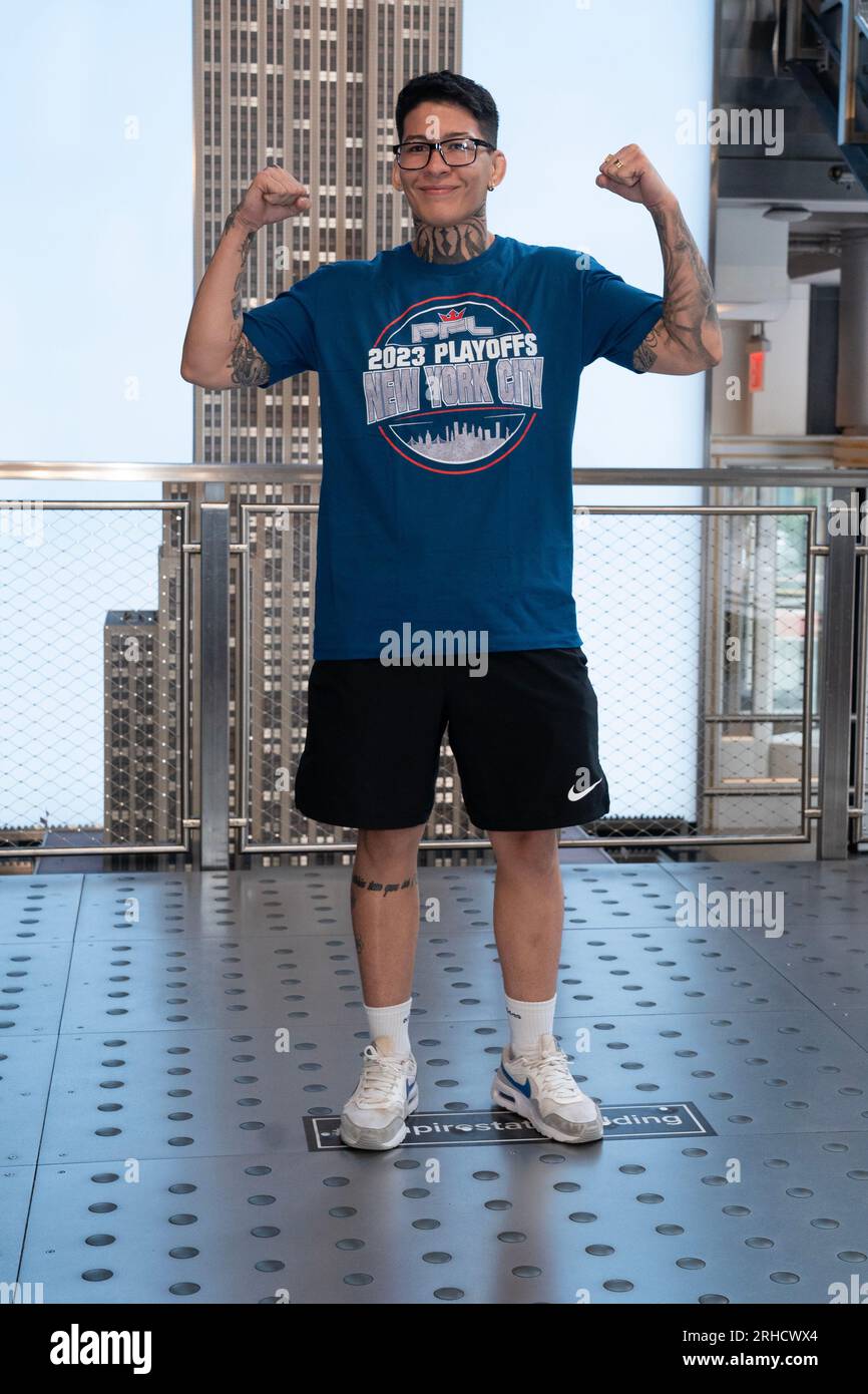 PFL fighter Larissa Pacheco visits Empire State Building in New York on ...