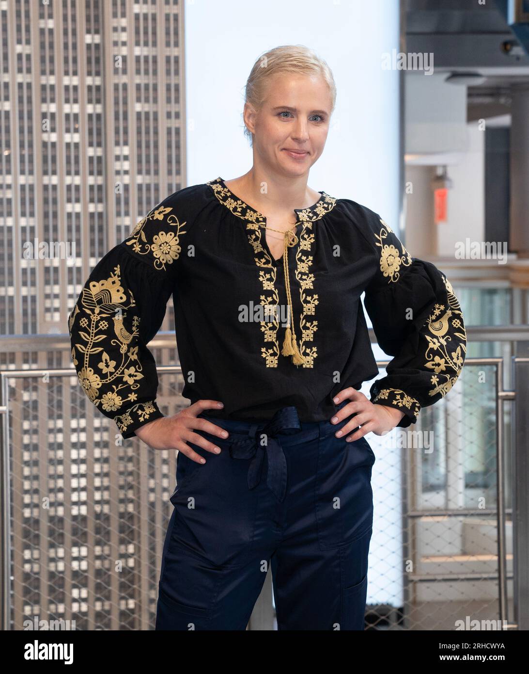 PFL fighter Olena Kolesnyk visits Empire State Building in New York on ...