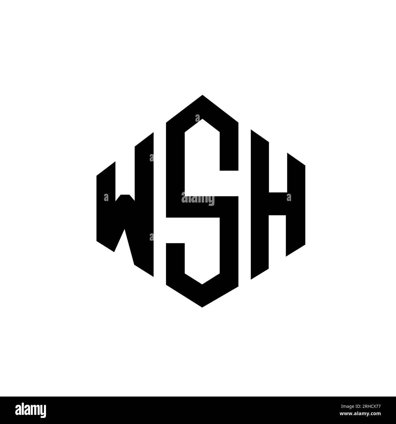 WSH letter logo design with polygon shape. WSH polygon and cube shape ...