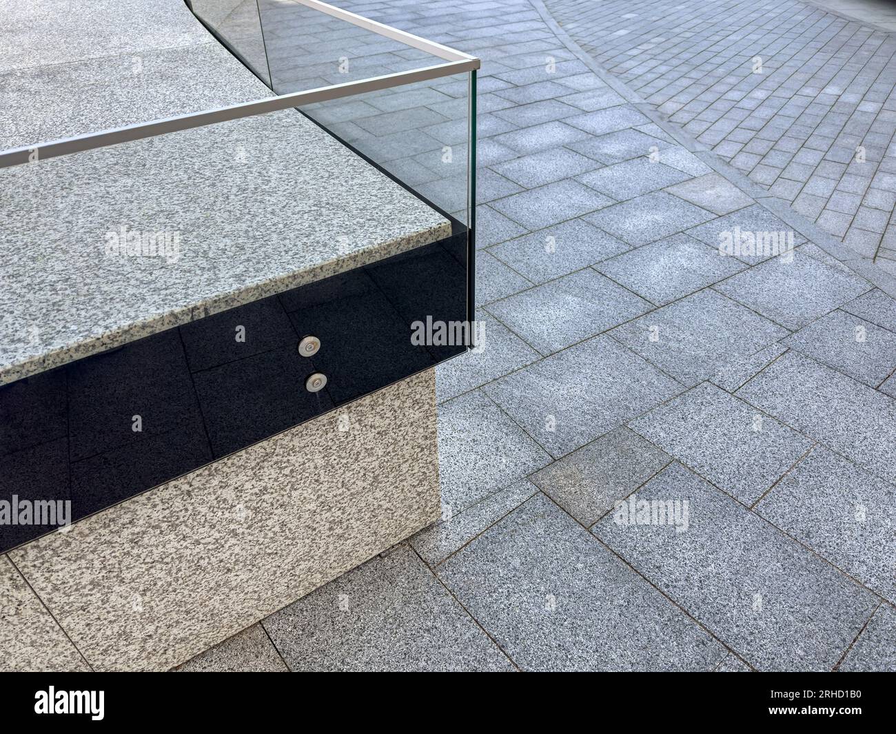 tempered glass protection balustrade. exterior detail. modern city ...