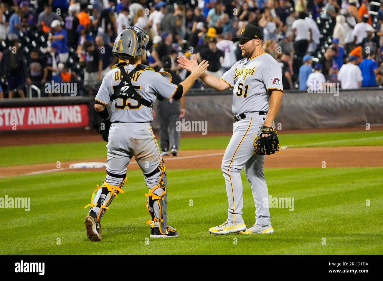 FLUSHING, NY - AUGUST 15: Pittsburgh Pirates Catcher Jason Delay (55 ...
