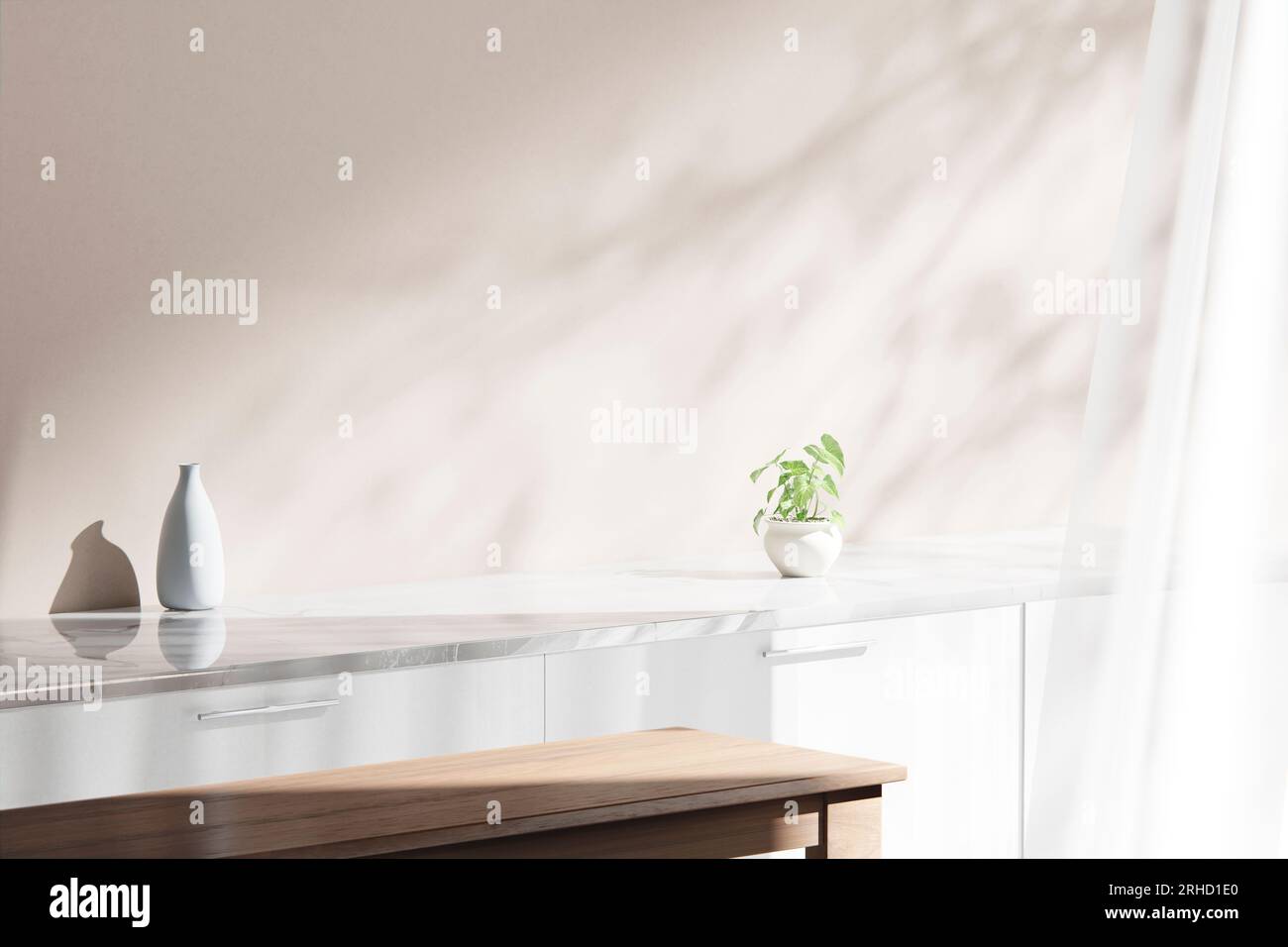 Simple monotone background with vases, tree shadows and natural light ...