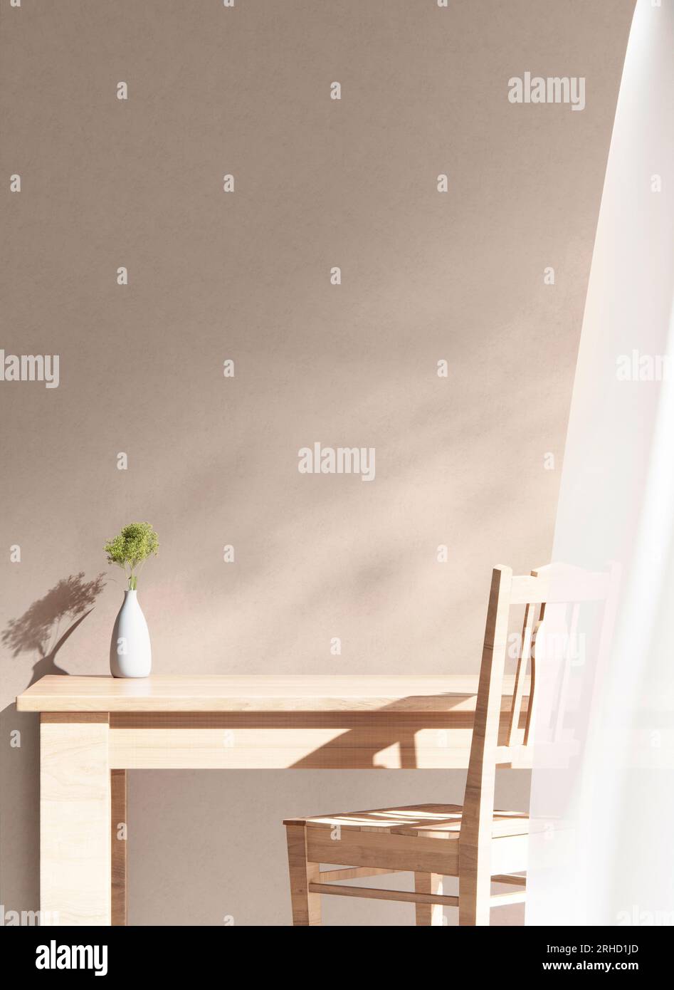 Simple monotone background with vases, tree shadows and natural light ...
