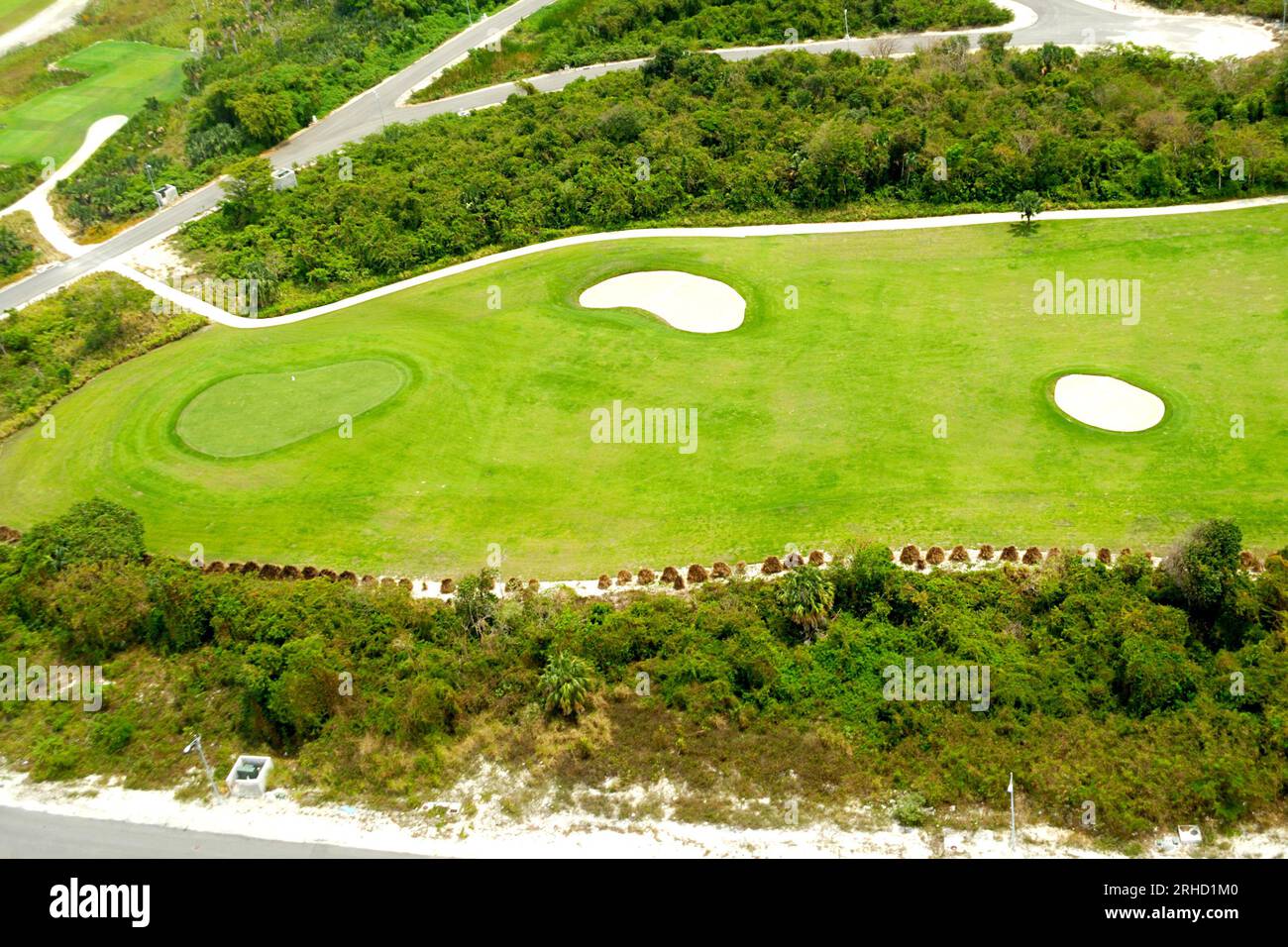 Flying above a golf course at an exotic destination Stock Photo - Alamy