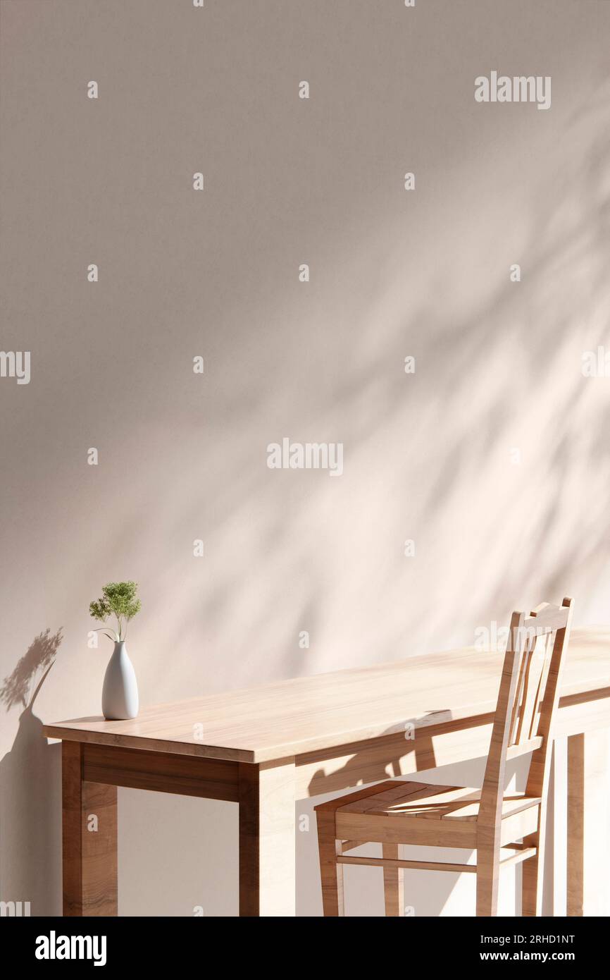 Simple monotone background with vases, tree shadows and natural light ...