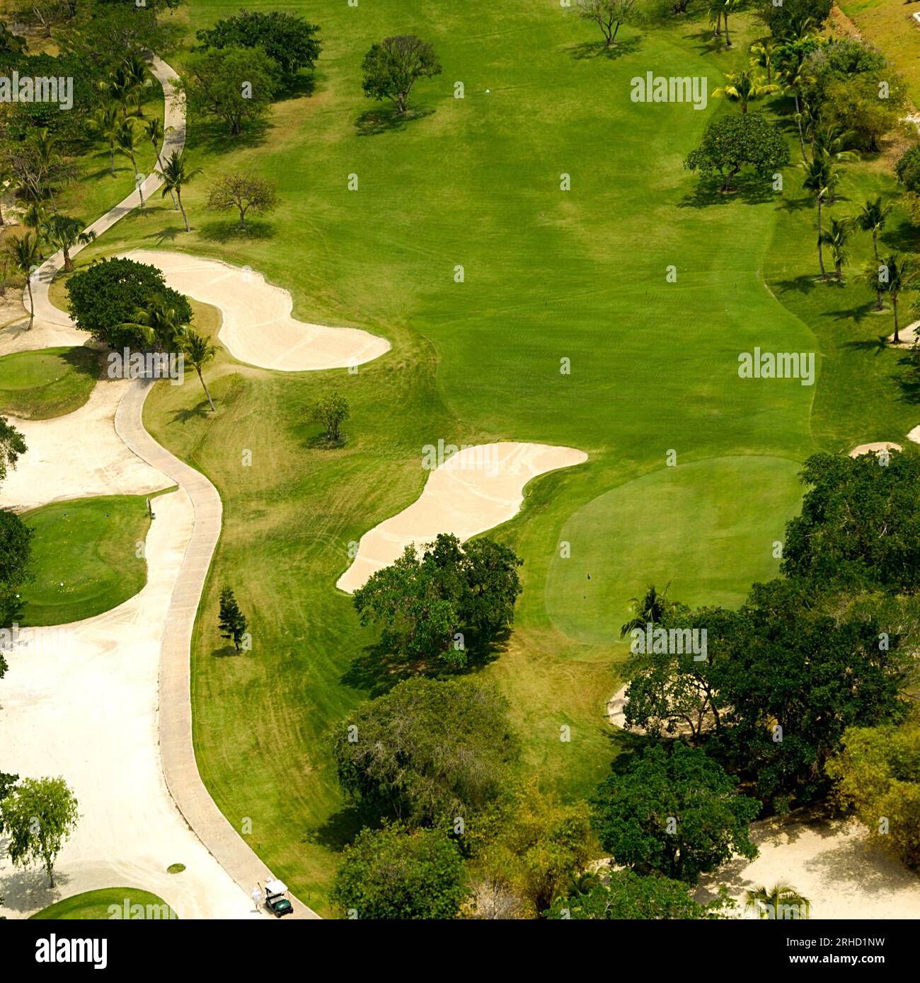 Flying above a golf course at an exotic destination Stock Photo - Alamy