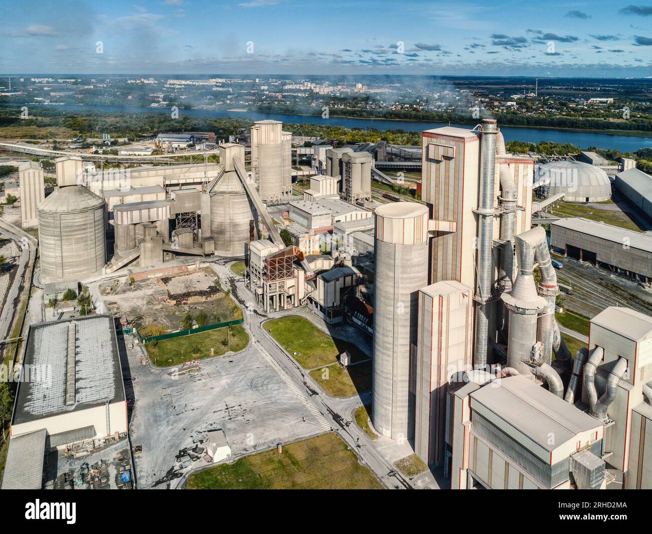 Modern cement plant at producing cement and lime process Stock Photo ...