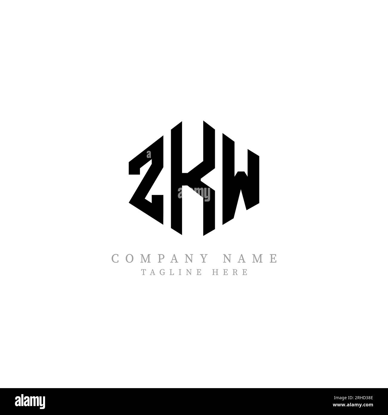 ZKW letter logo design with polygon shape. ZKW polygon and cube shape ...