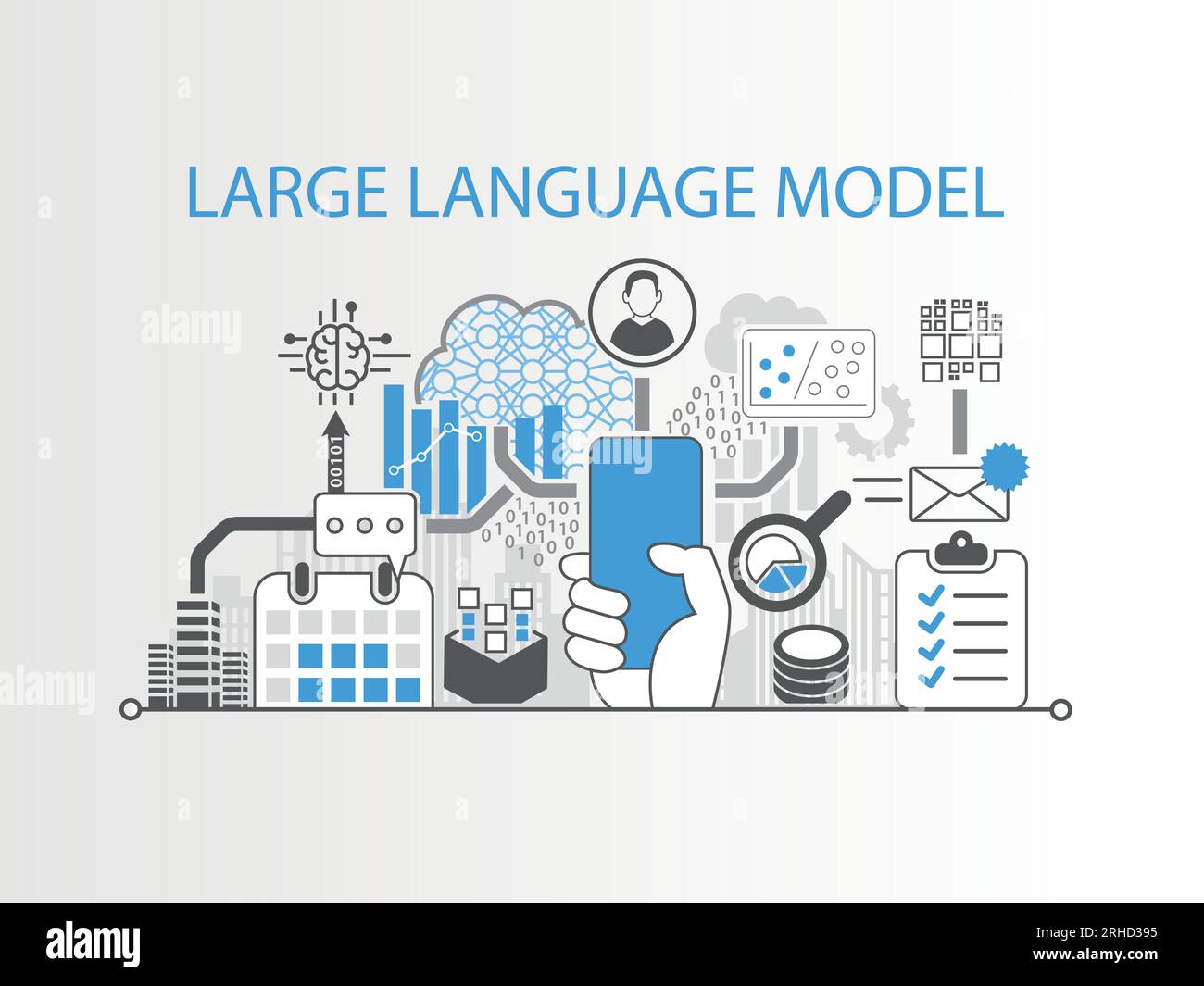 Large Language Model LLM concept with hand holding modern bezel free ... Large Language Model LLM concept with hand holding modern bezel free ...
