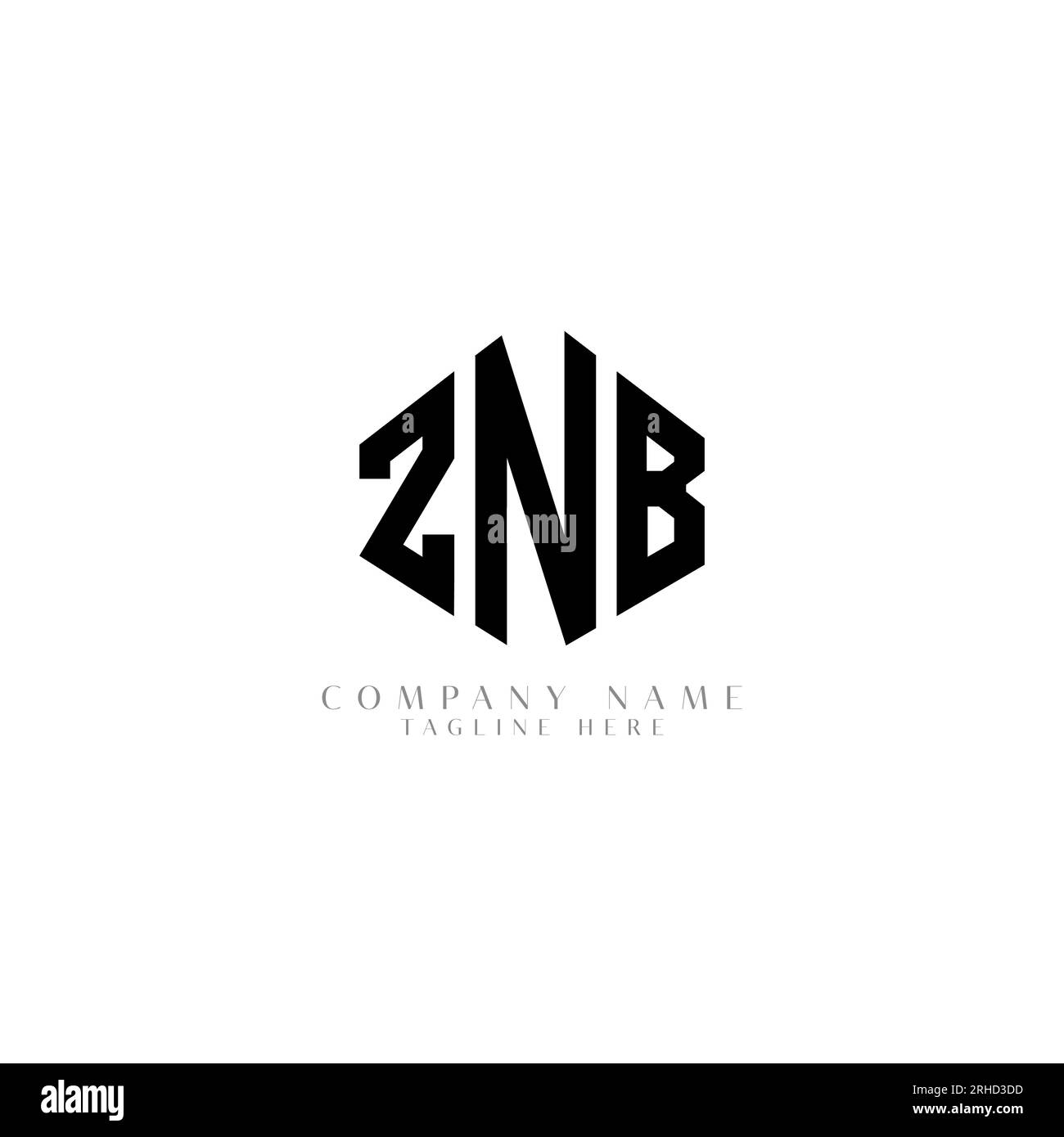 ZNB letter logo design with polygon shape. ZNB polygon and cube shape logo design. ZNB hexagon ...