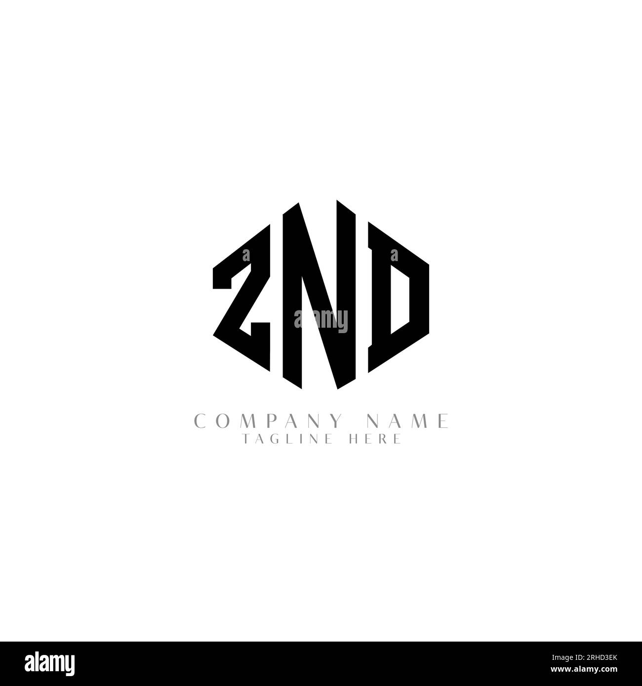 ZND letter logo design with polygon shape. ZND polygon and cube shape ...