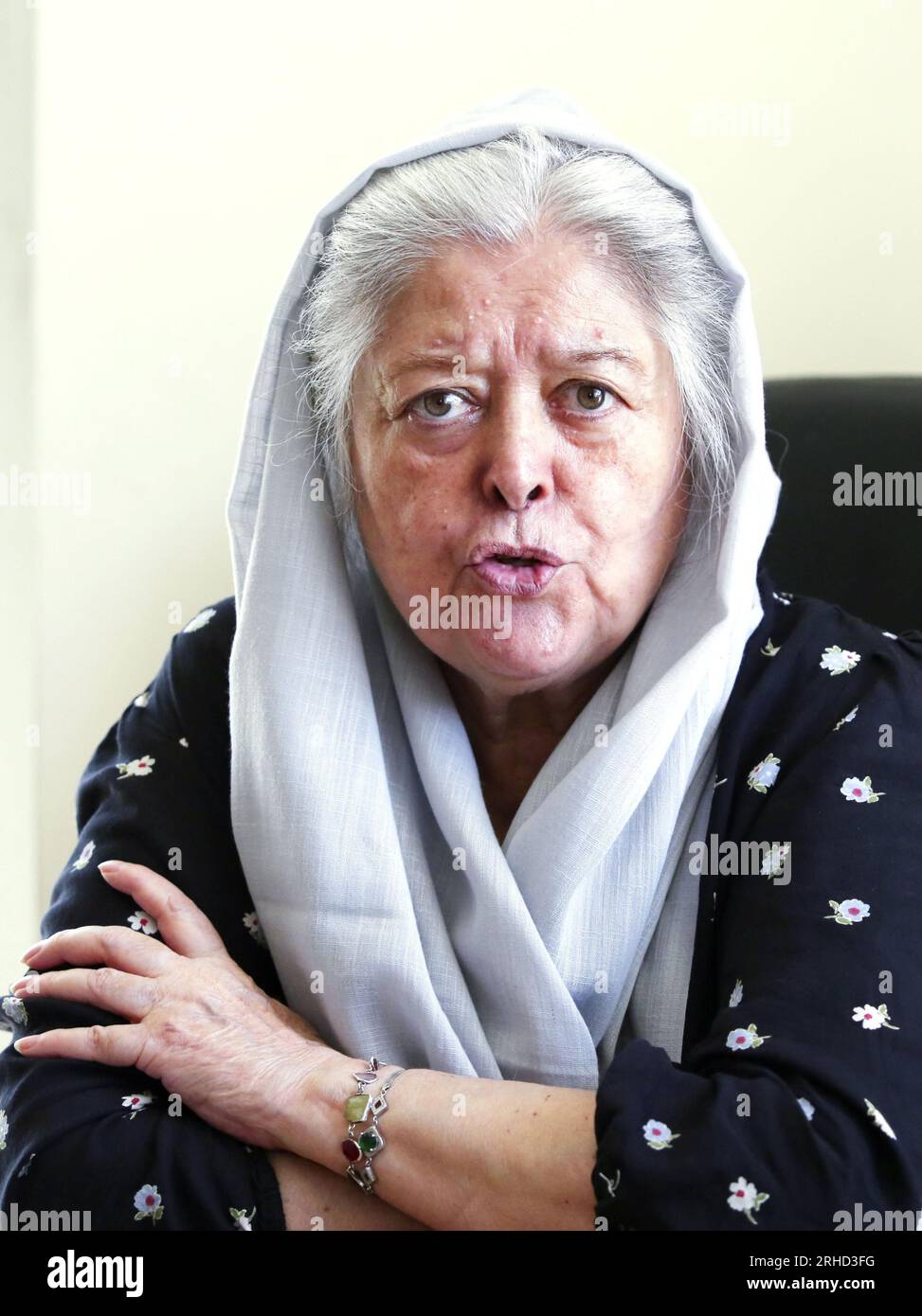 Afghan women's rights activist Mahbouba Seraj gives an interview in ...