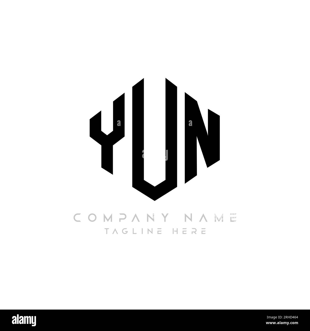 YUN letter logo design with polygon shape. YUN polygon and cube shape ...