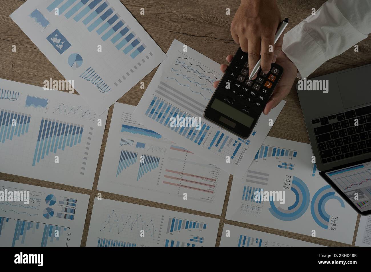 finances and calculate businessman finance accountant use calculator ...