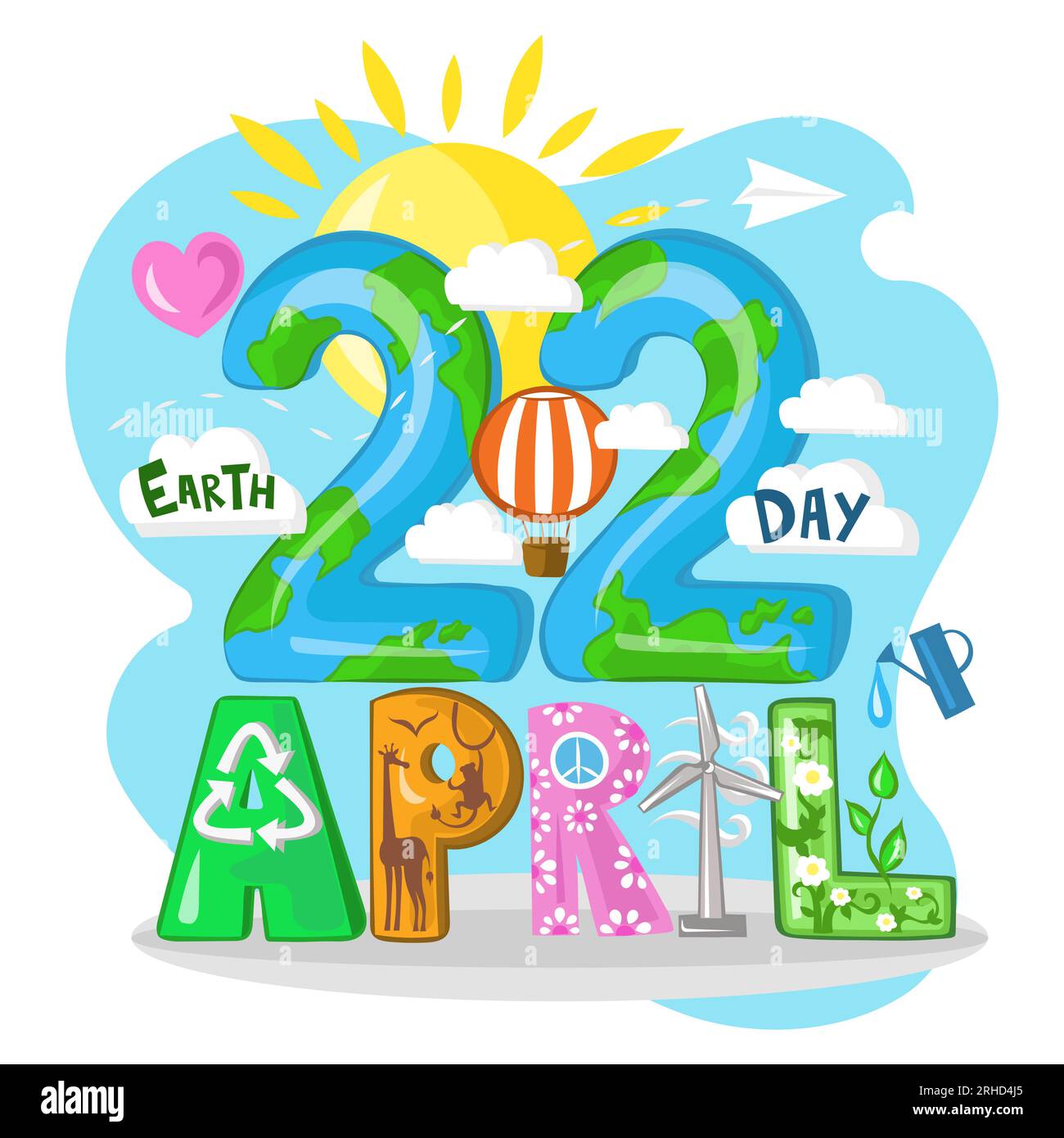 Earth Day 22 April vector illustration with white background Stock ...