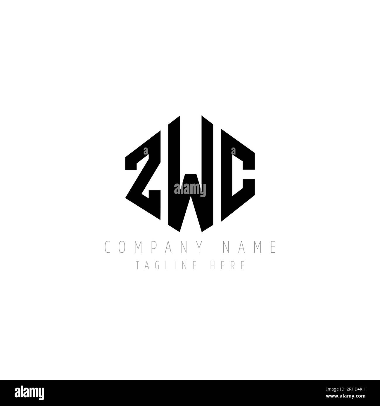 ZWC letter logo design with polygon shape. ZWC polygon and cube shape ...