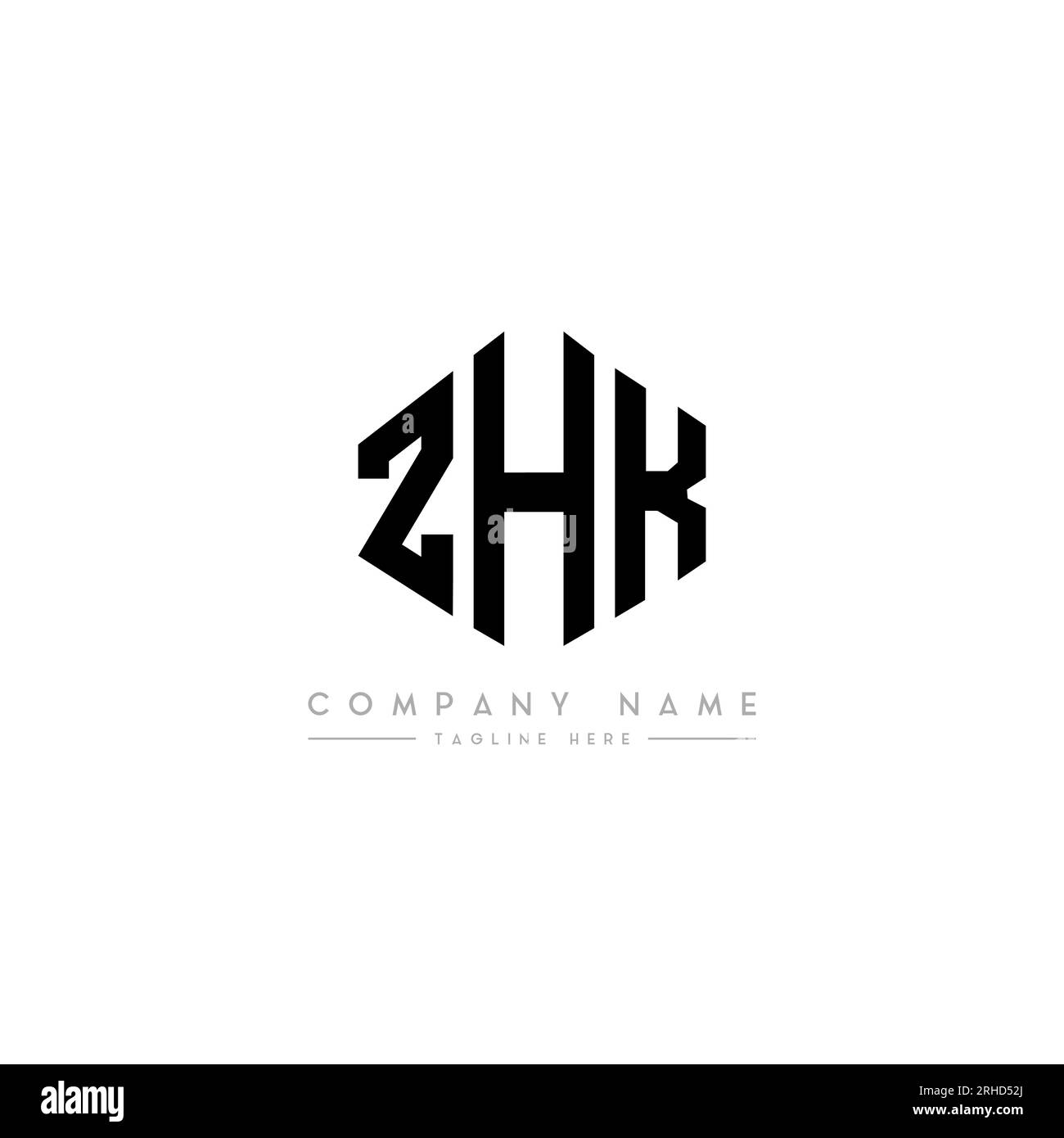 ZHK letter logo design with polygon shape. ZHK polygon and cube shape ...