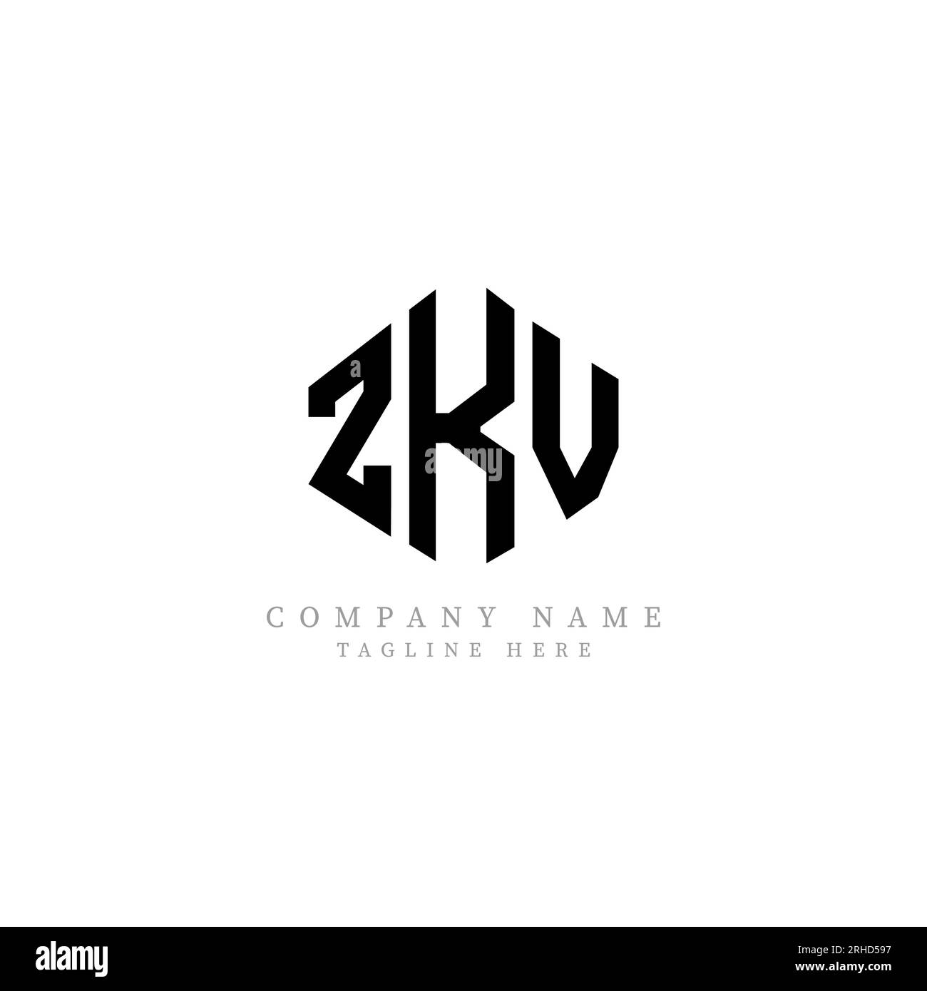 ZKV letter logo design with polygon shape. ZKV polygon and cube shape ...