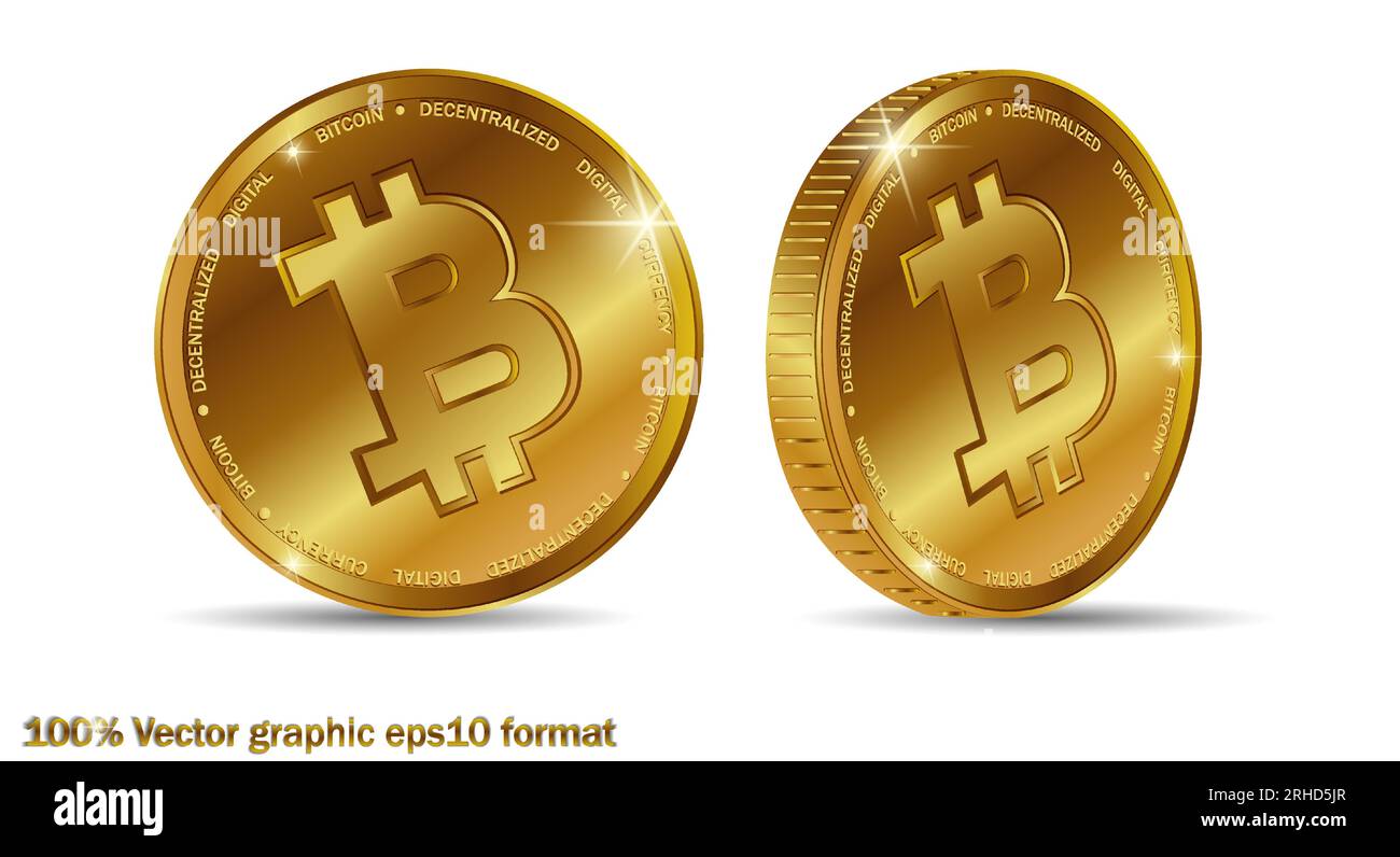Golden abstract, fictional bitcoin, imitation coin. Crypto currency ...