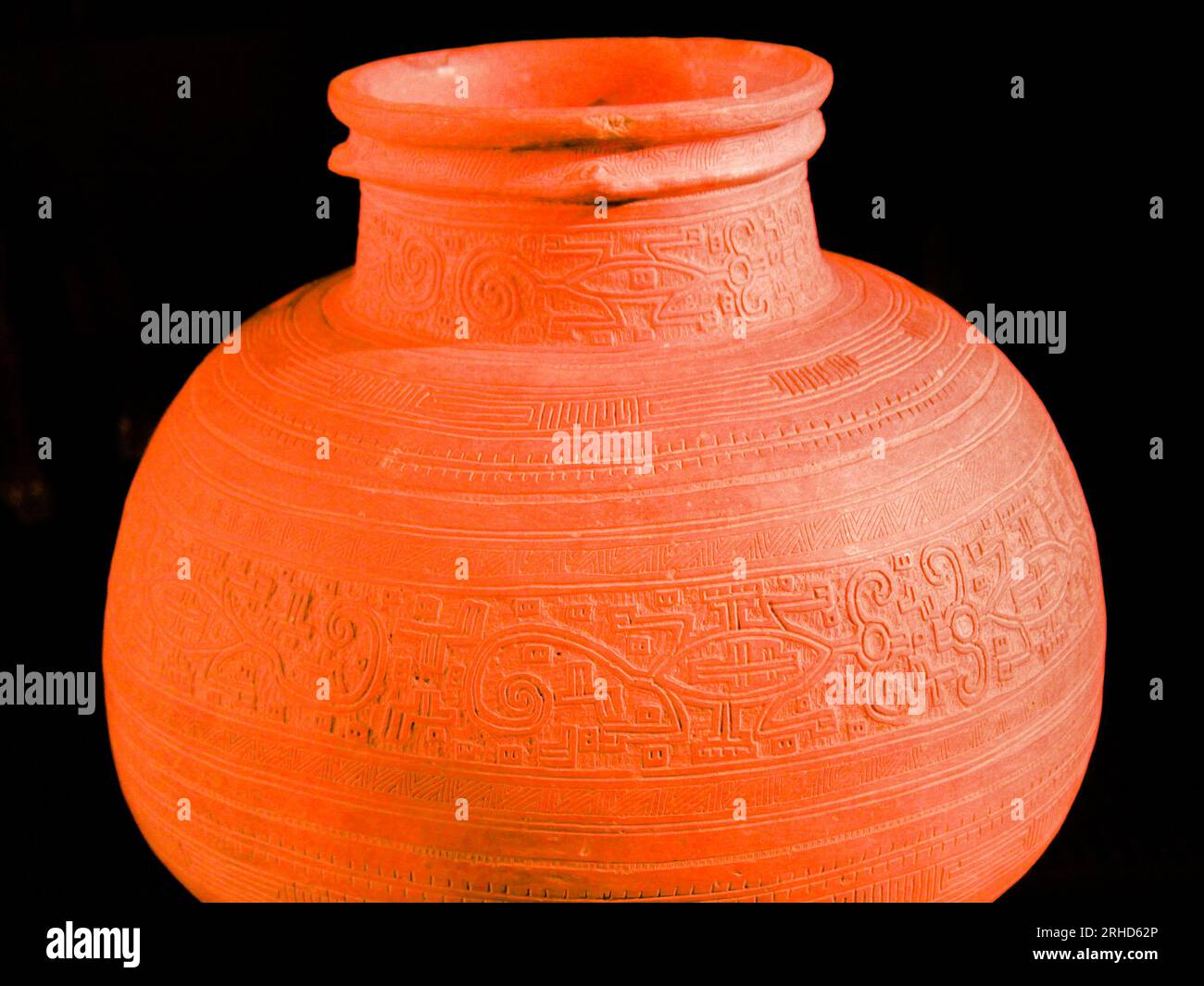 Indigenous clay vase, decorated in high relief, typical of the Indians ...