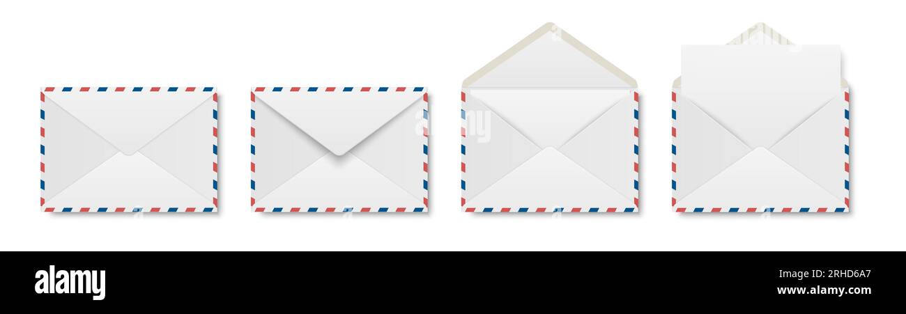 Vector Envelopes with Blank Letter. Folded, Unfolded Isolated Envelope Set. Design Template ...