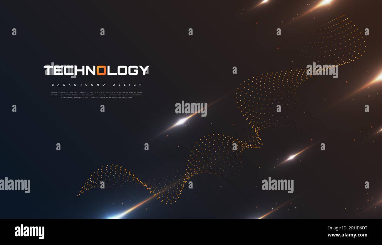 Abstract Futuristic Technology Background with Dotted Wave and Rays ...