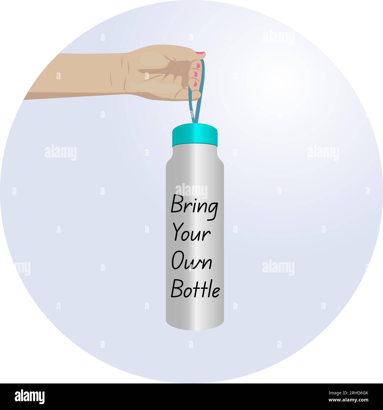 design for zero waste concept with "bring your own water bottle" idea in vector illustration ...
