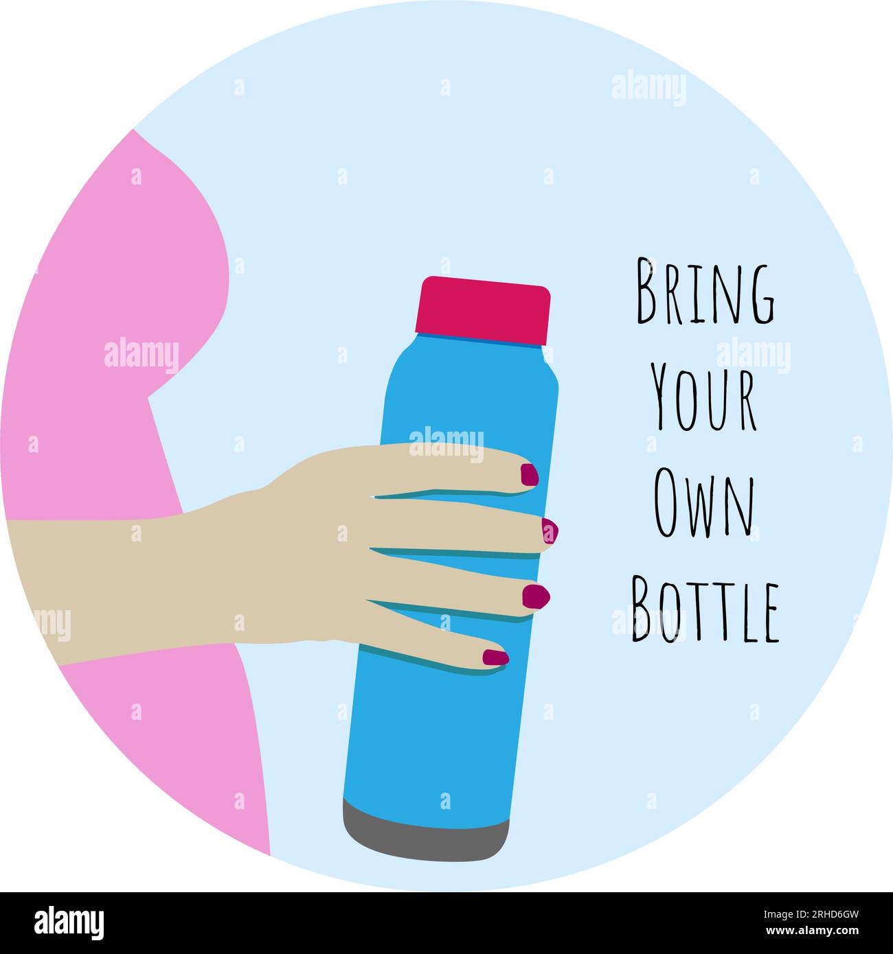 design for zero waste concept with "bring your own water bottle" idea in vector illustration ...