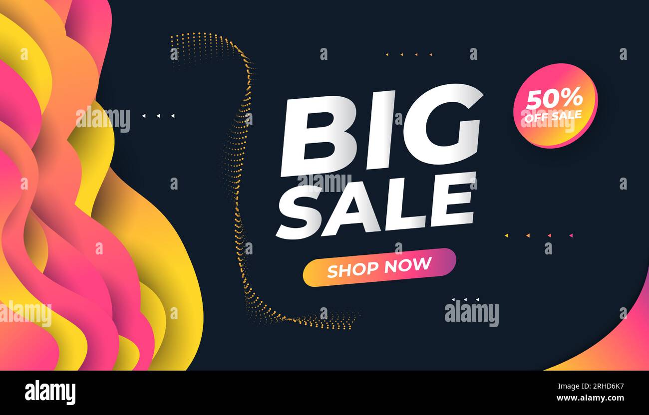 Sale Discount Banner Design Template. Big Sale Special Offer Promotion Banner with Colorful ...
