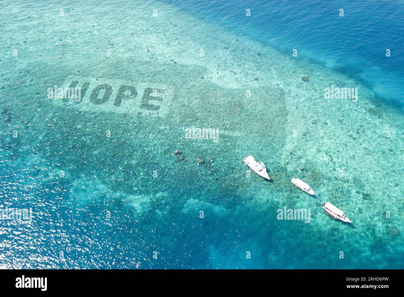 EDITORIAL USE ONLY Aerial view of Indonesia's Spermonde Archipelago as ...