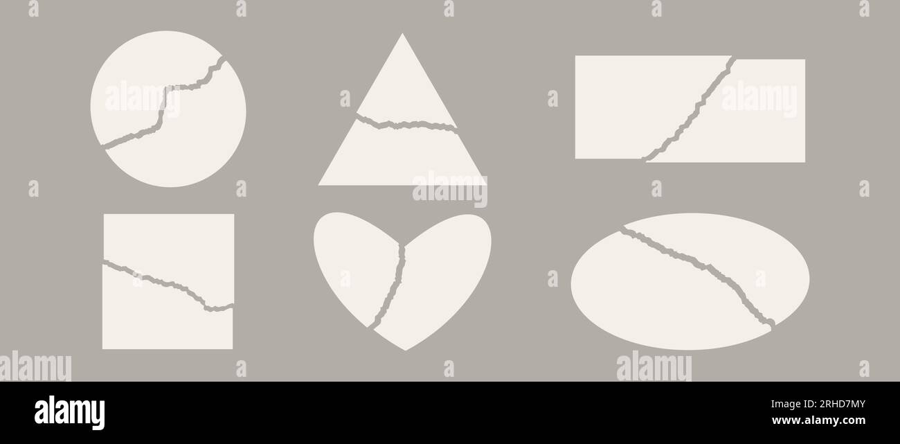 Torn in parts paper element set. Circle, triangle, rectangle, square ...