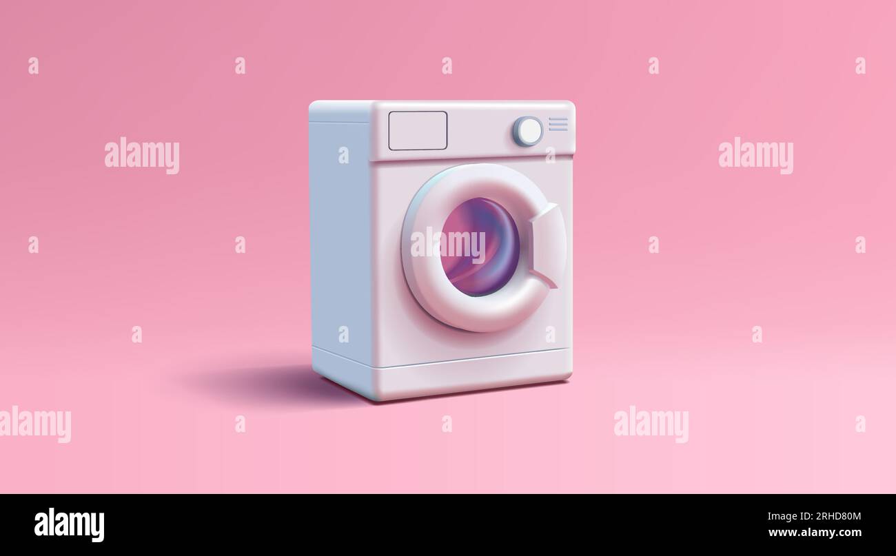 Washing machine realistic 3d illustration, household or laundry ...