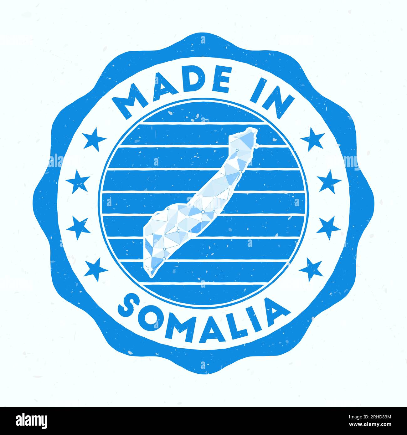 Made In Somalia. Country round stamp. Seal of Somalia with border shape ...