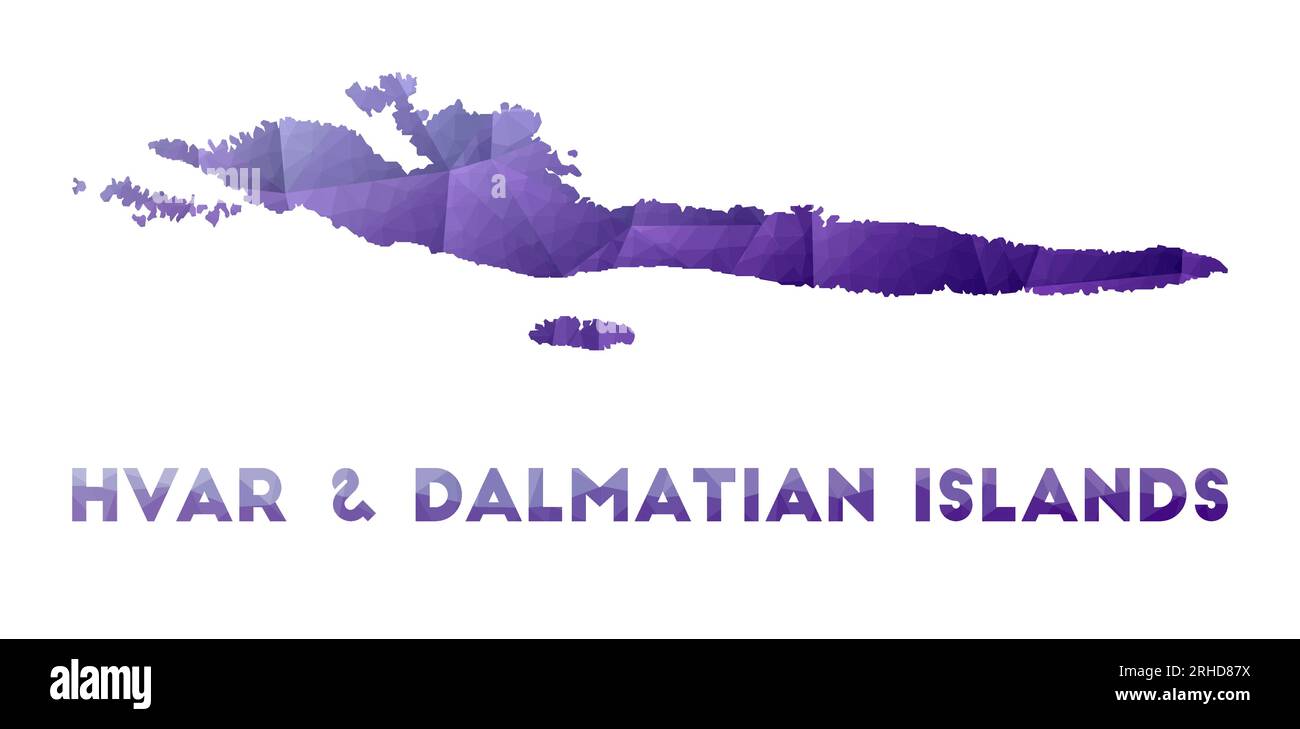 Map of Hvar & Dalmatian Islands. Low poly illustration of the island ...