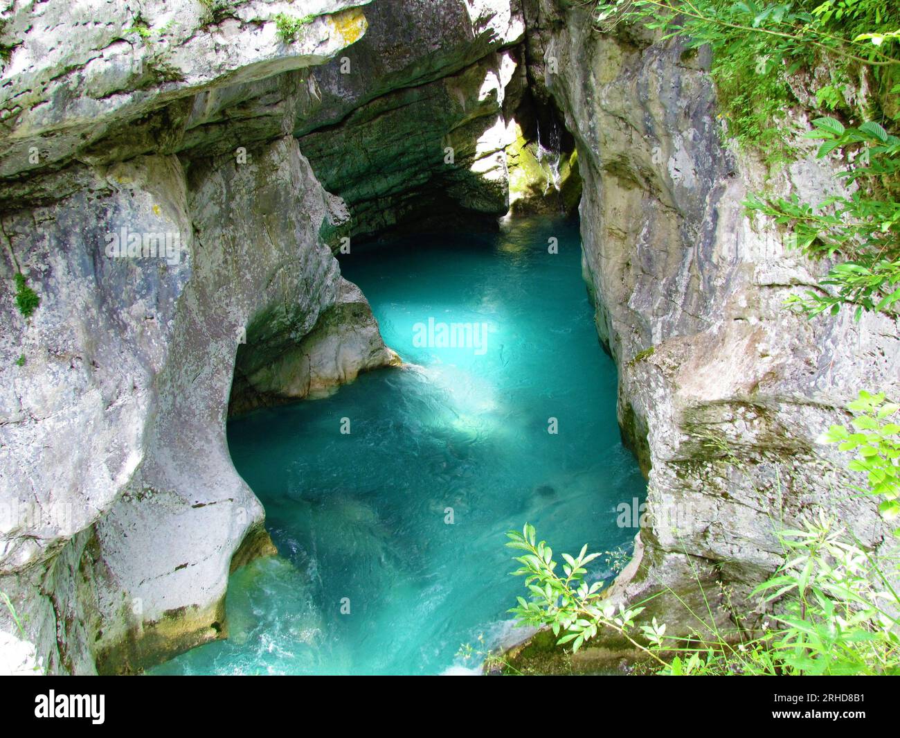 Soca river at the Great Soca gorge in Trenta valley, Slovenia Stock ...