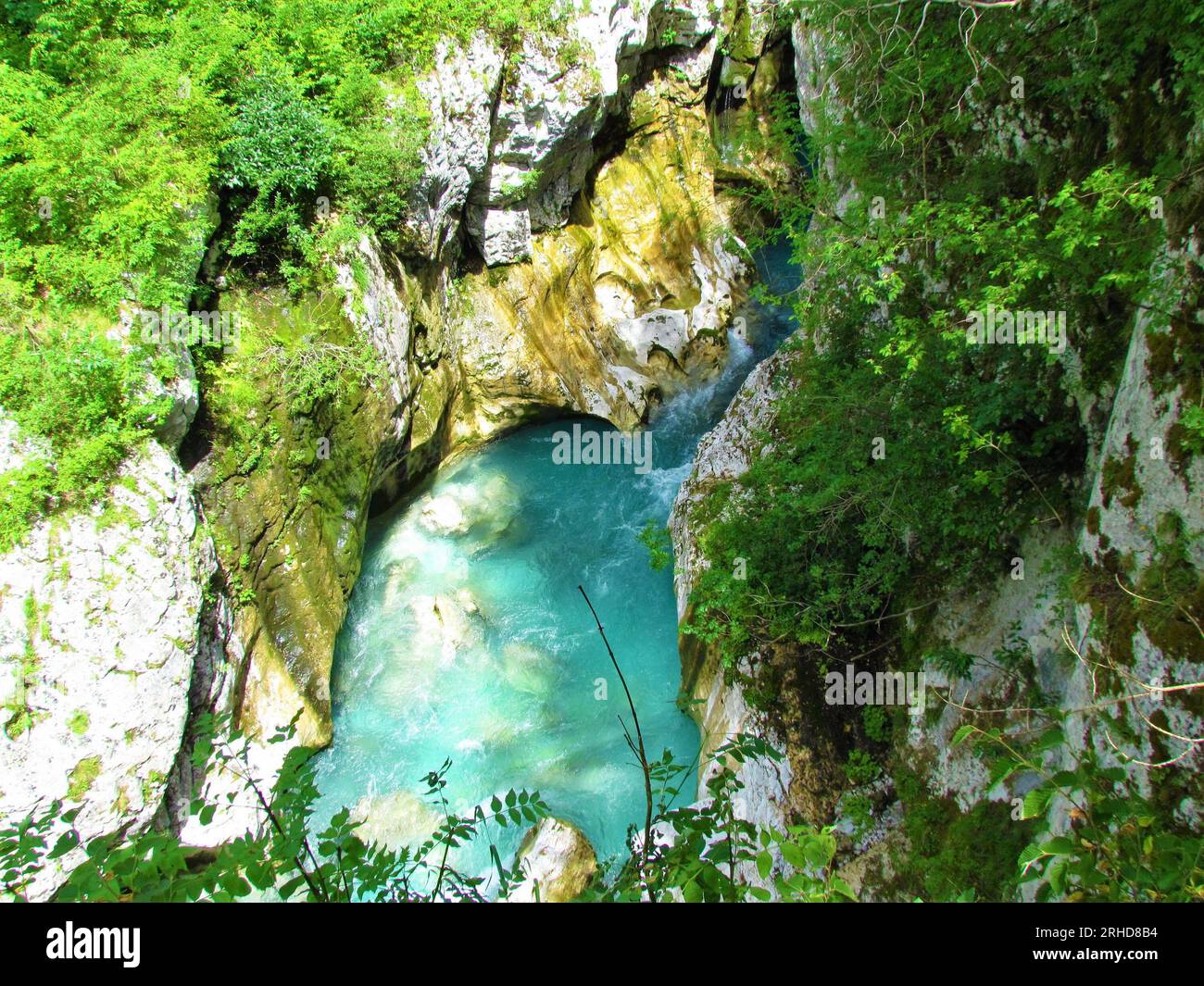 Emerald Soca river at the Great Soca gorge in Trenta valley, Slovenia ...