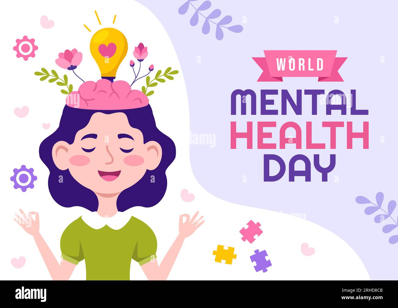 World Mental Health Day Vector Illustration on October 10 with Healthy ...