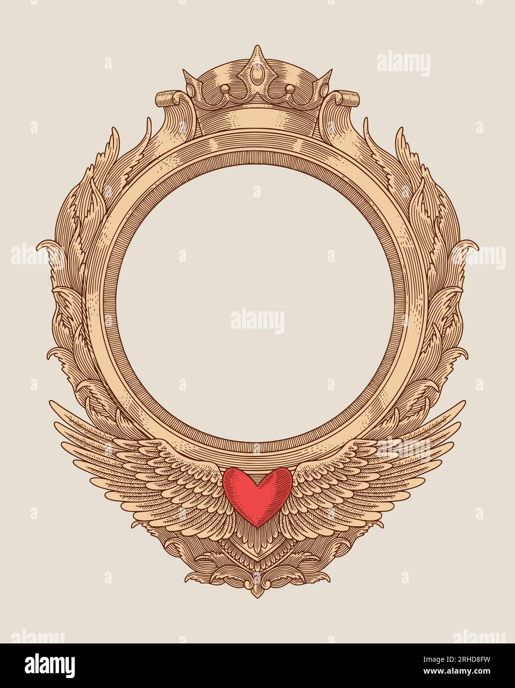 antique gold frame engraving vector illustration Stock Vector Image ...