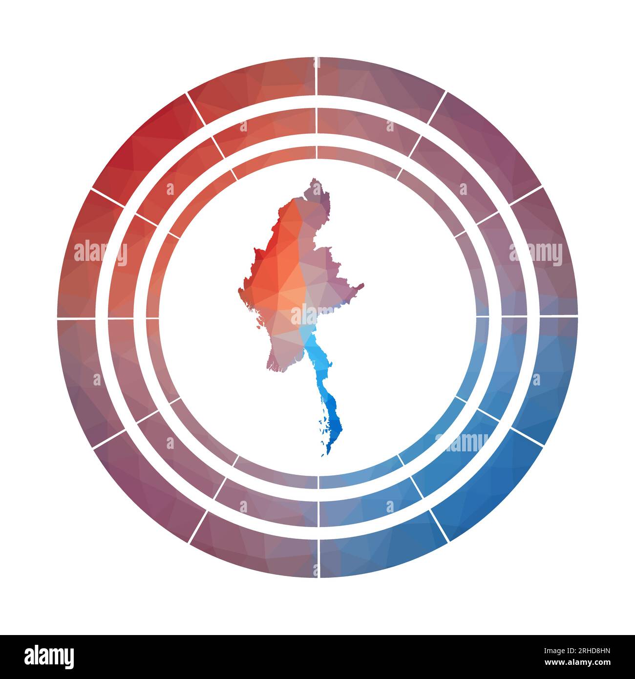 Myanmar badge. Bright gradient logo of country in low poly style ...
