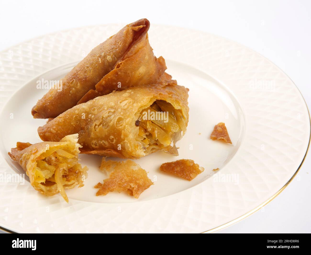 Onion puffs or samosa in triangle shape a popular Indian snack Stock ...