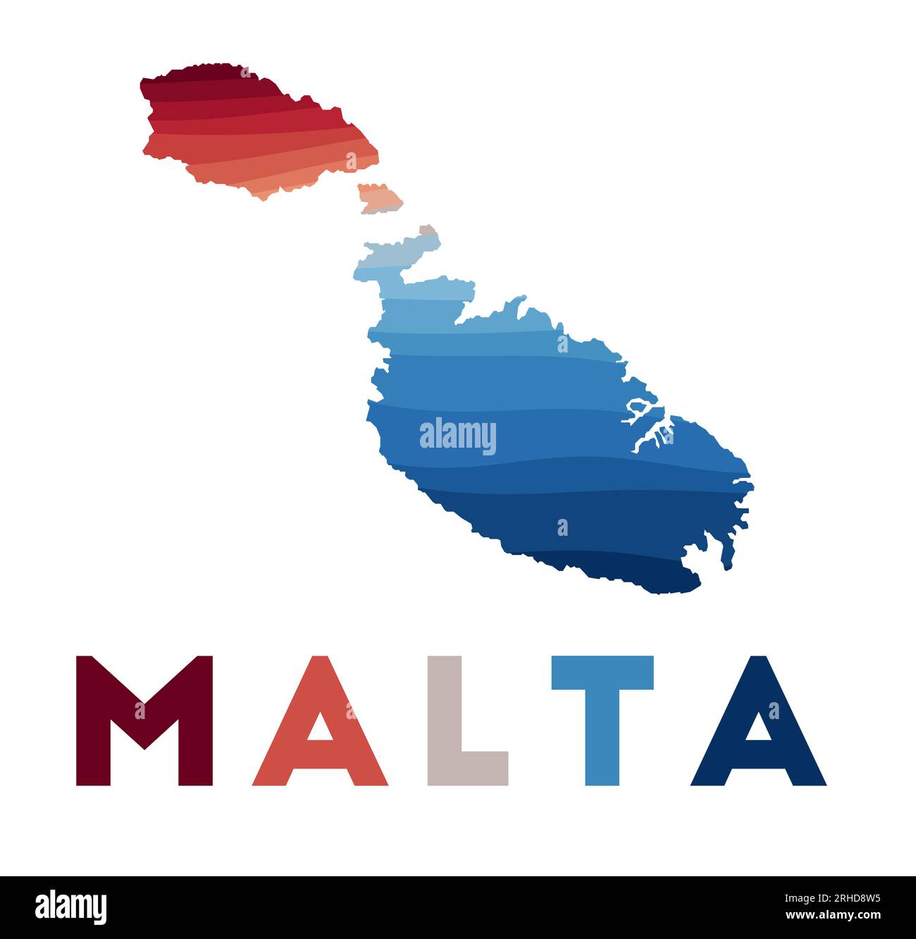 Malta Map Map Of The Island With Beautiful Geometric Waves In Red Blue