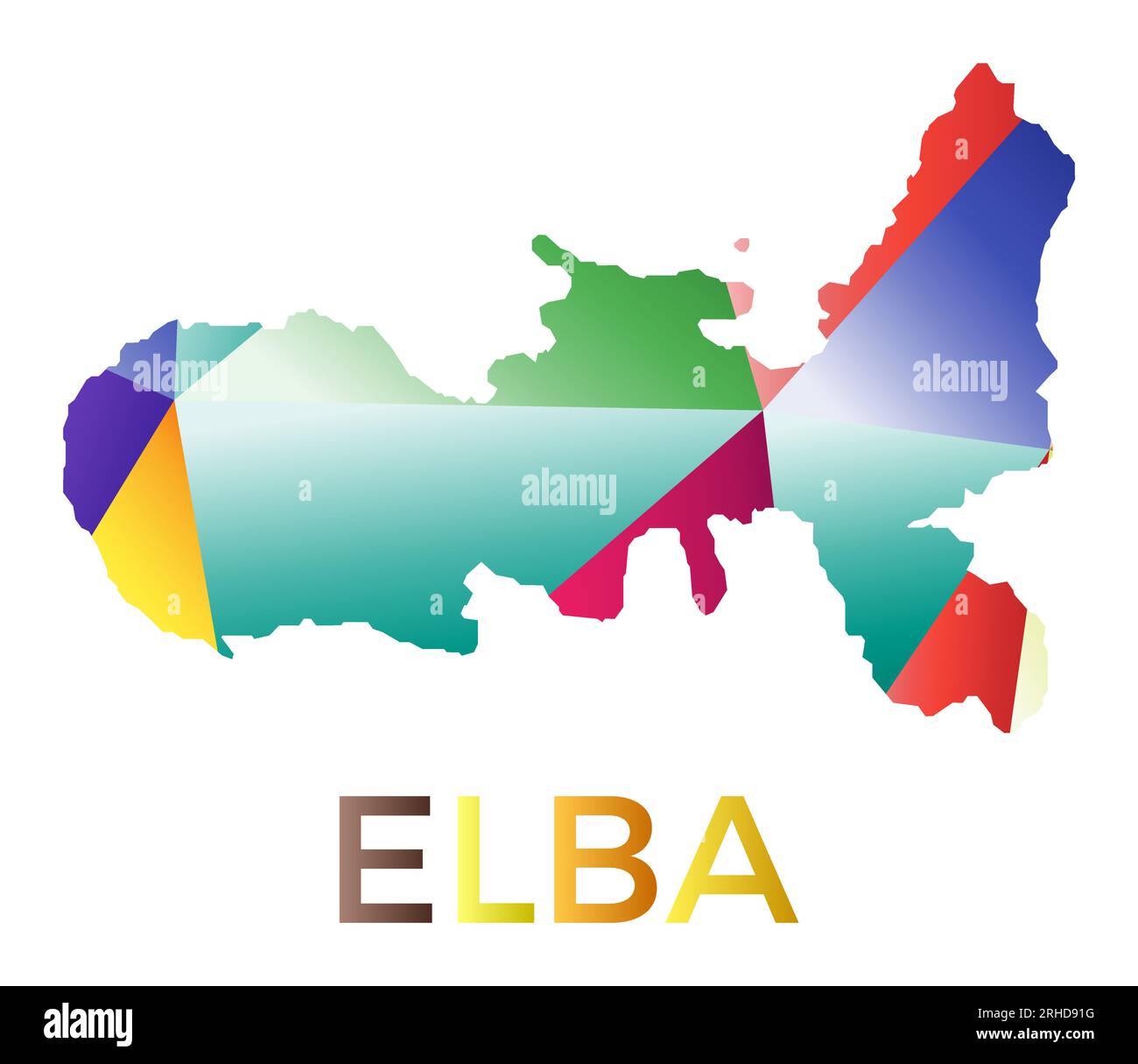 Bright colored Elba shape. Multicolor geometric style island logo ...