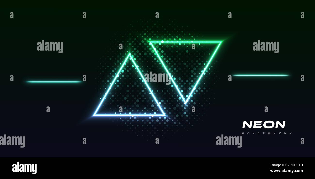 Futuristic Modern Sci-Fi Background with Glowing Neon Triangle in Green ...