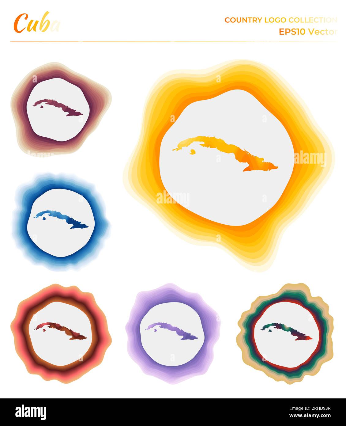 Cuba logo collection. Colorful badge of the country. Layers around Cuba ...