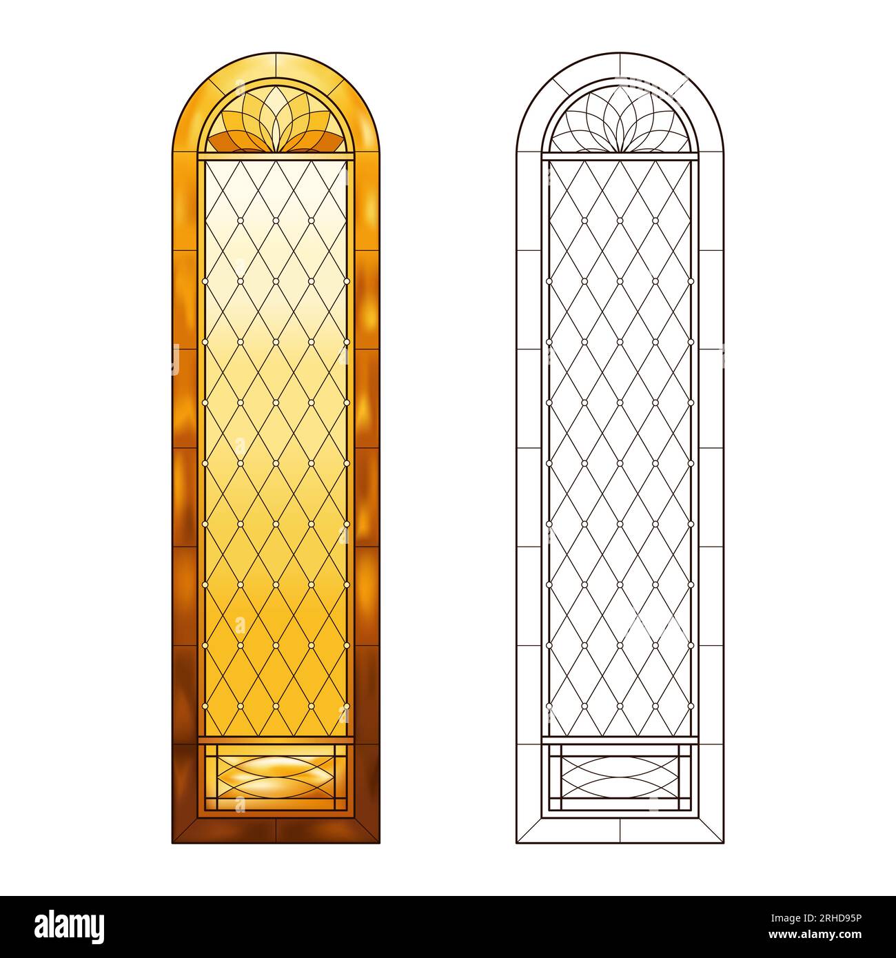 Stained Church glass worksheet in yellow colors Stock Vector Image ...