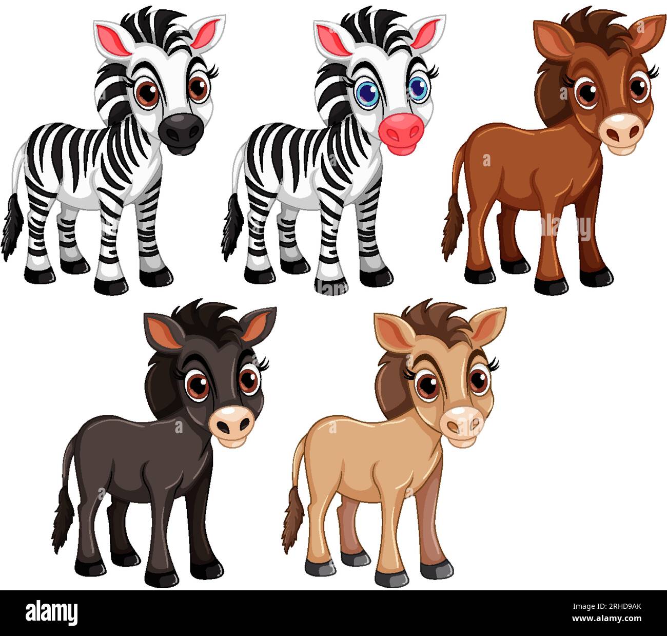 Set of cute zebra and horse illustration Stock Vector Image & Art - Alamy